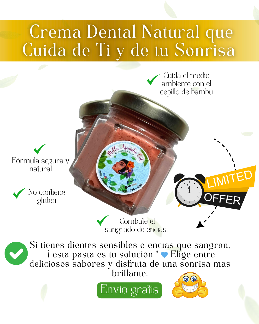 Pasta Dental Orgánica sin Fluor - Millie Aromatic Cut Cosmetica Natural